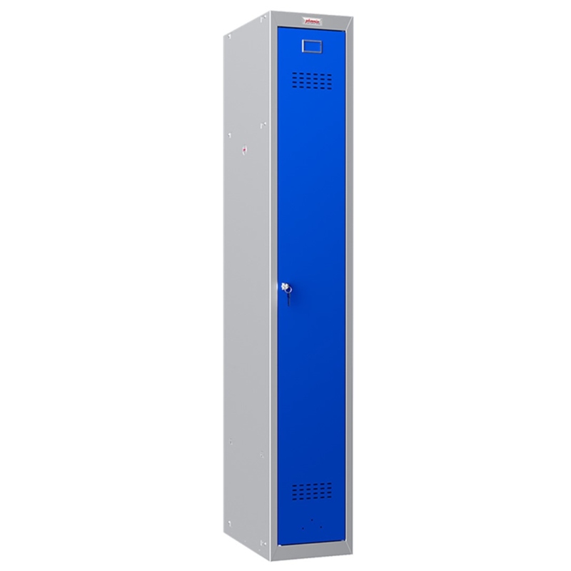 Phoenix 1 Column Grey Body Blue Door Personal Locker with Key Lock