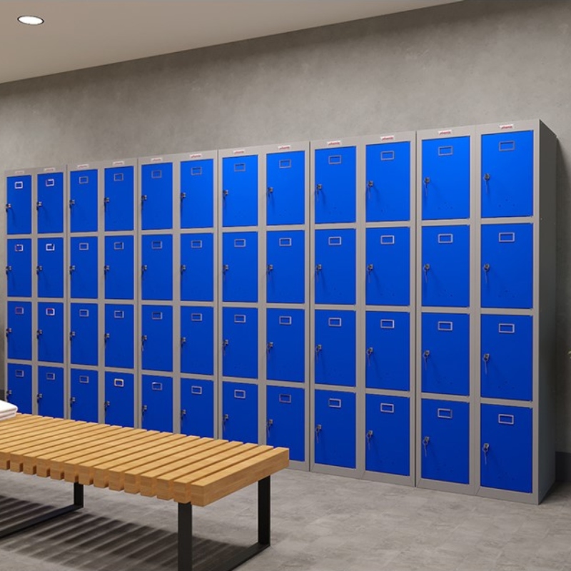 Phoenix 1 Column 4 Door Grey Body Blue Door Personal Locker - Add-On Column